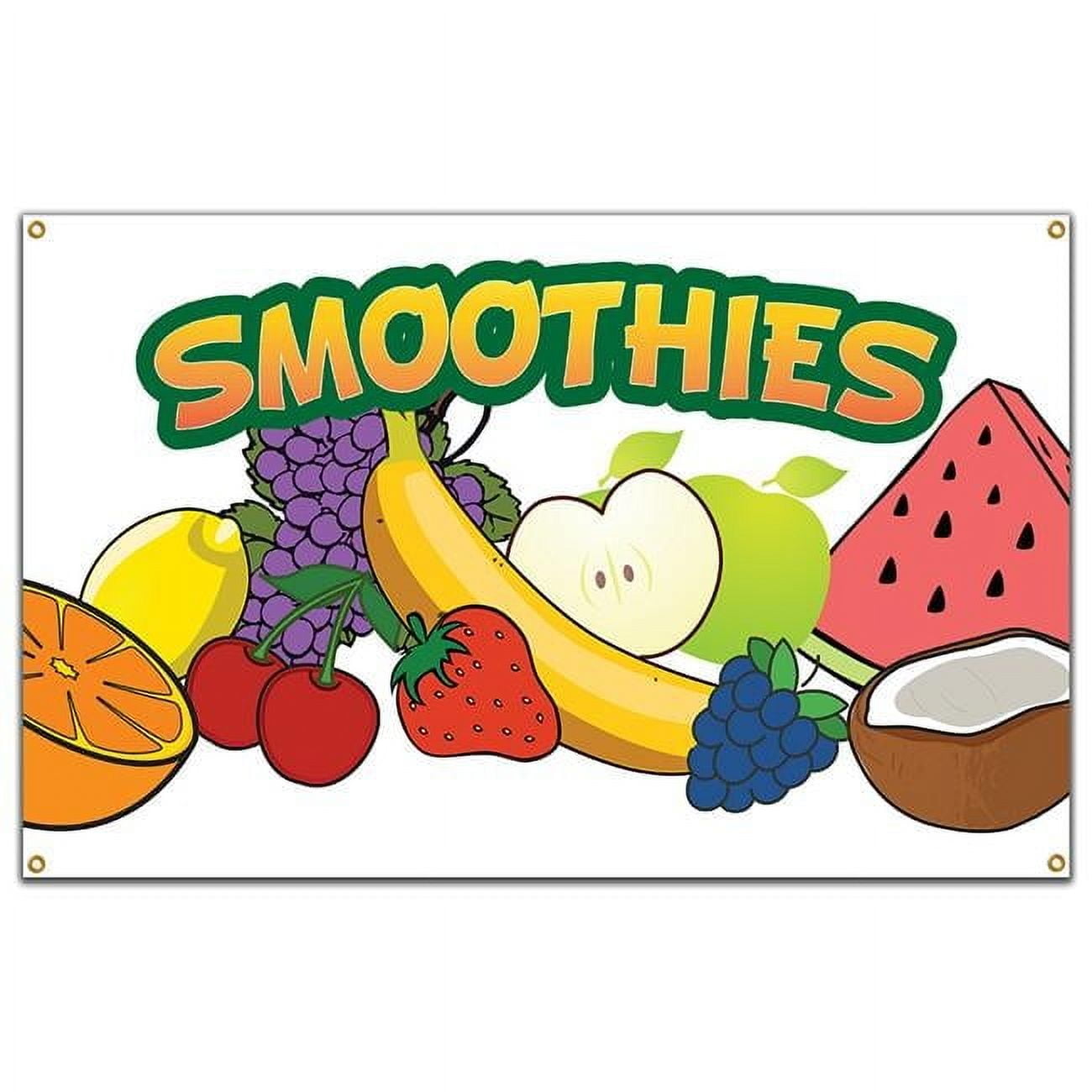 60 in. Concession Stand Food Truck Single Sided Banner - Smoothies ...