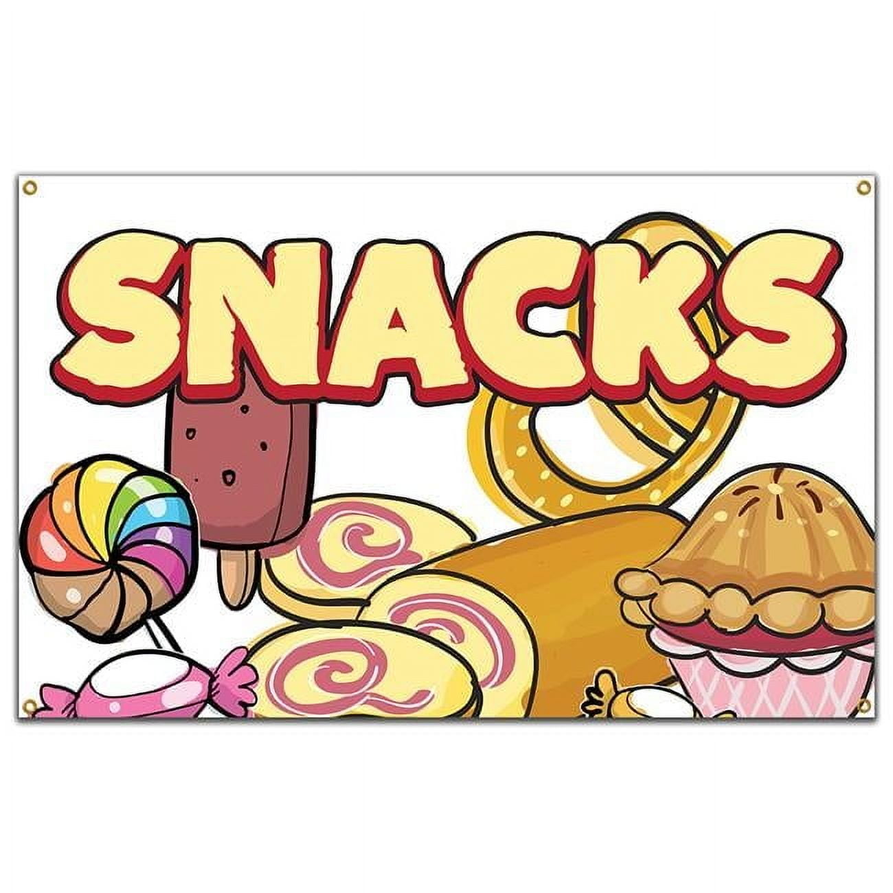 60 in. Concession Stand Food Truck Single Sided Banner - Snacks ...