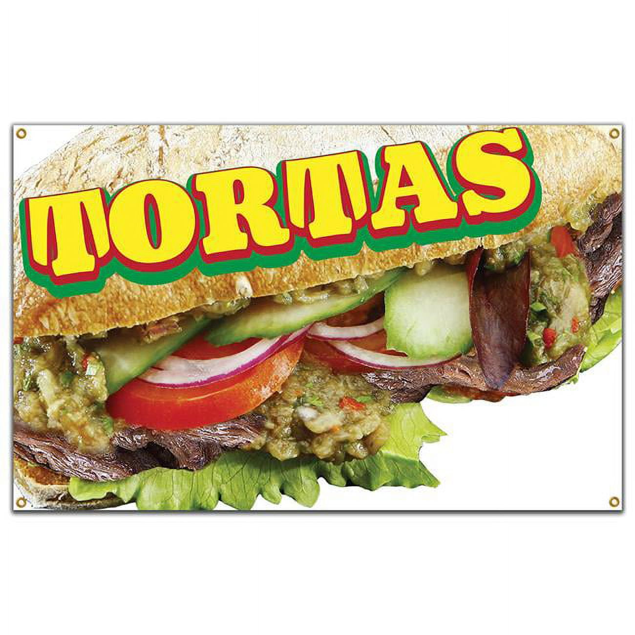 60 in. Concession Stand Food Truck Single Sided Banner - Tortas ...