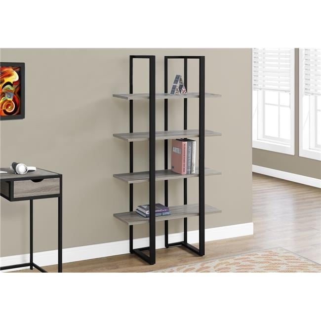 60 in. Dark Taupe MDF & Black Metal Bookshelf - Walmart.com