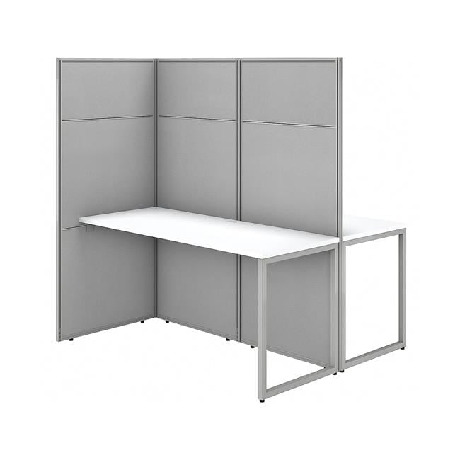 60 in. Easy Office Collection 2 Person Desk with 66 in. Cubicle Panel ...