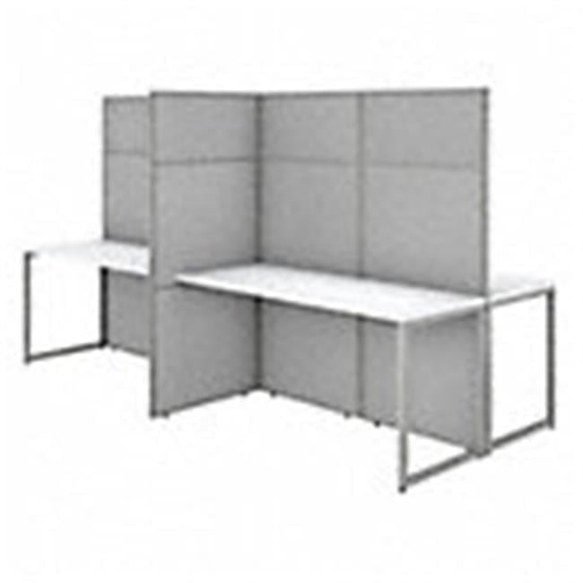 60 in. Easy Office Collection 4 Person Desk with 66 in. Cubicle Panel ...
