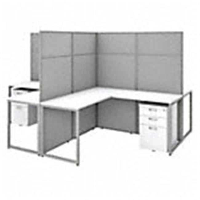 60 in. Easy Office Collection 4 Person L Desk with 66 in. Cubicle Panel ...