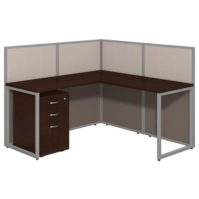 60 in. Easy Office L-Shaped Open Office Desk with Mobile File Cabinet ...