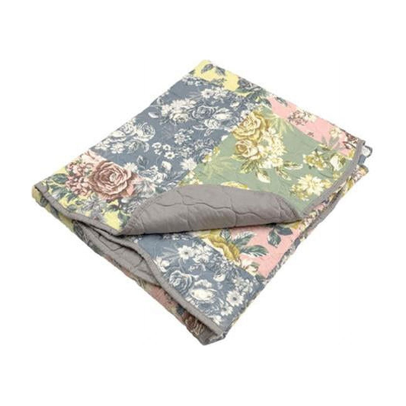 60 in. Eni Pastel Flowers & Scalloped Edges Cotton Throw Blanket, Blue ...