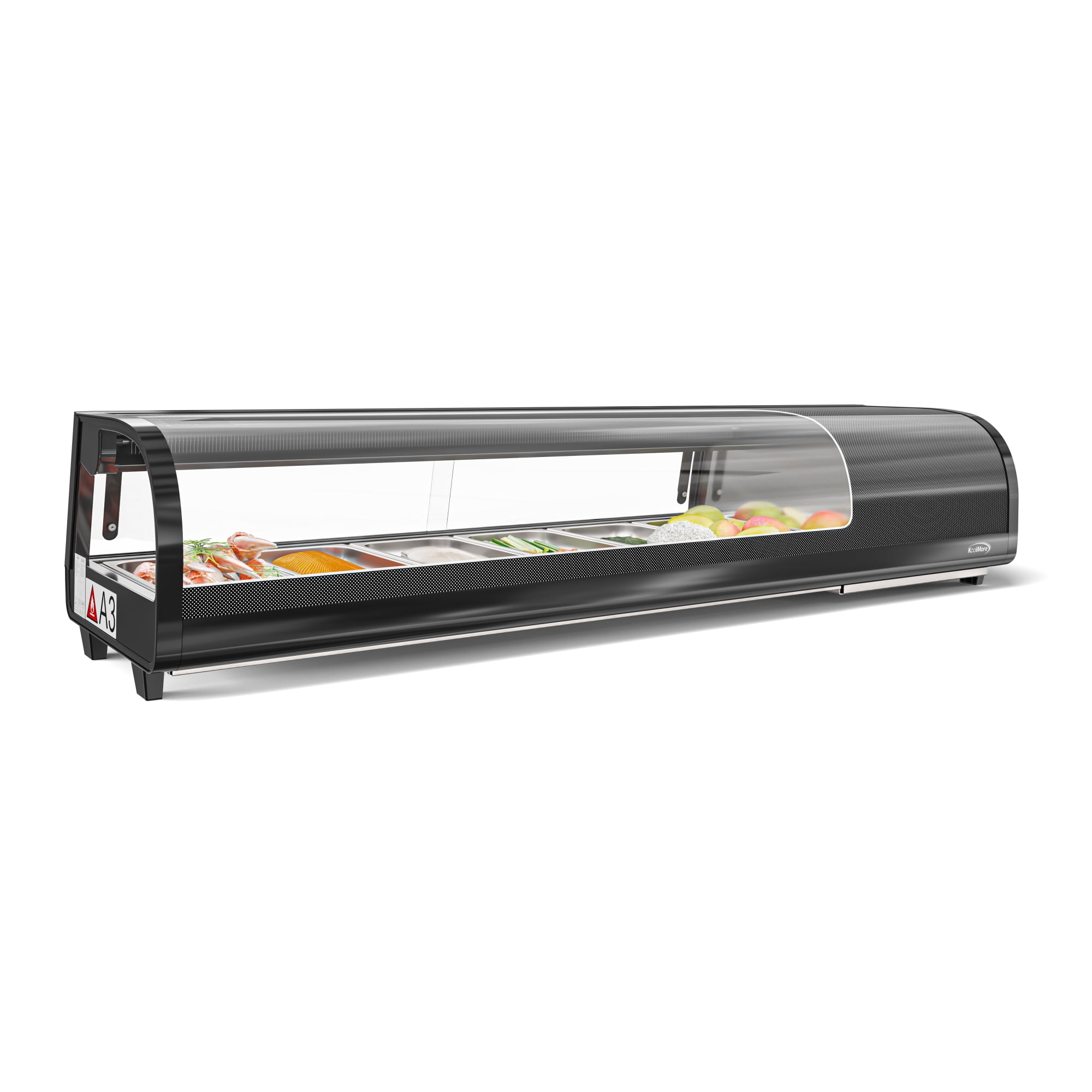 60 in. Glass Sushi Countertop Display Refrigerator with 6 Stainless ...
