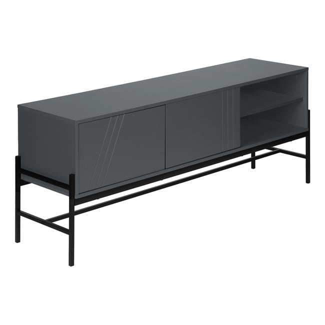 60 in. Grey Laminate, Black Metal Contemporary & Modern Console TV ...