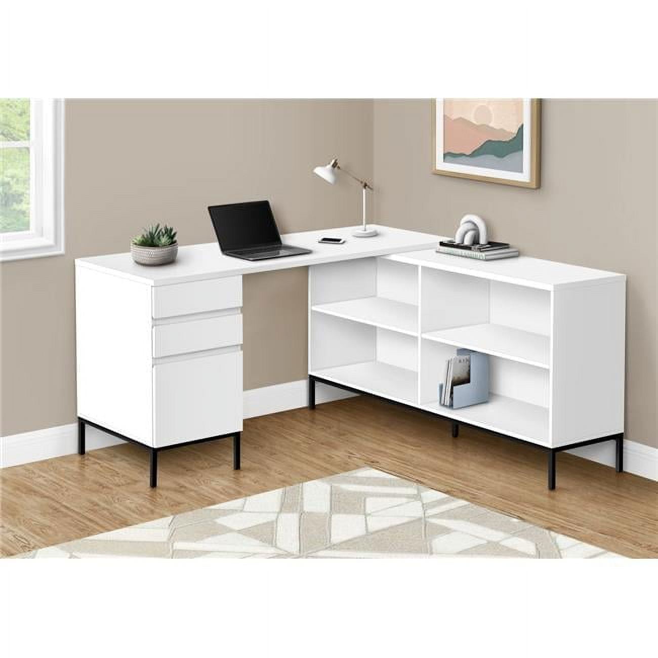 60 in. L-Shaped Corner Computer Desk, White - Walmart.com