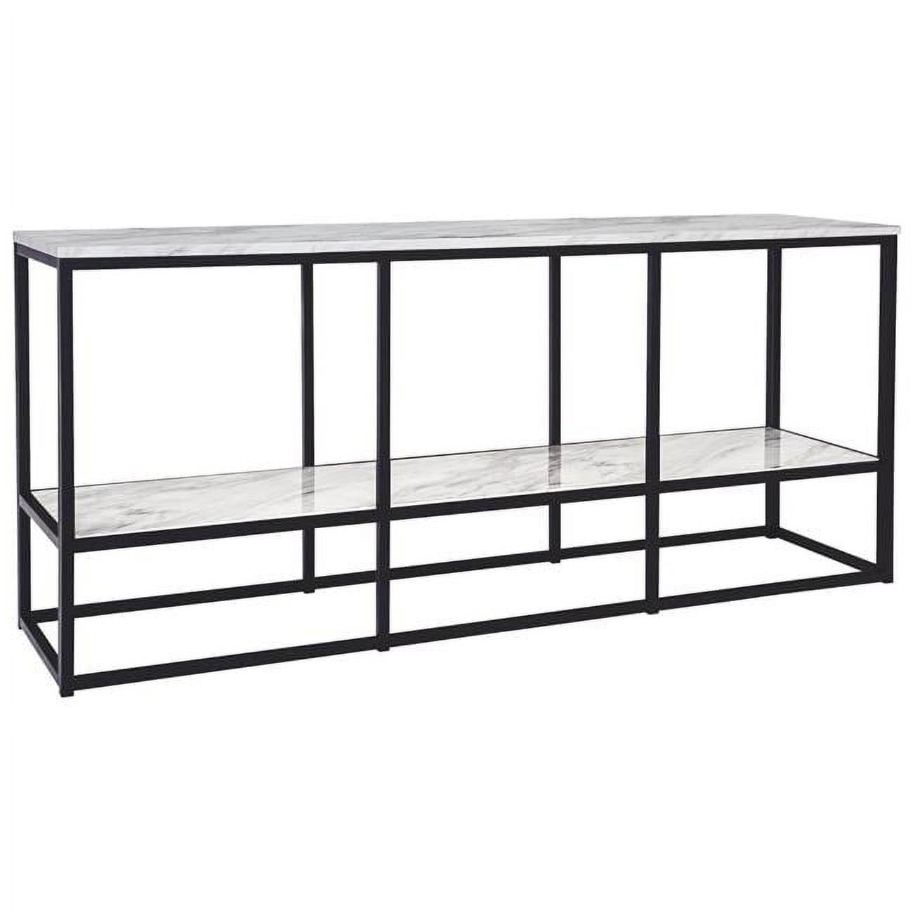 60 in. Metal Frame TV Stand with Faux Marble Laminate, White & Black ...
