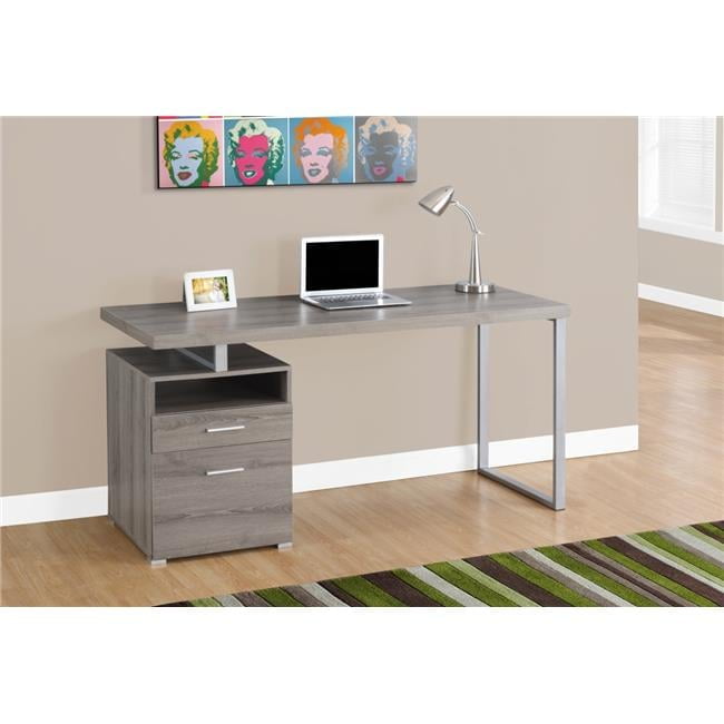 60 in. Monarch Computer Desk with Silver Metal, Dark Taupe - Walmart.com