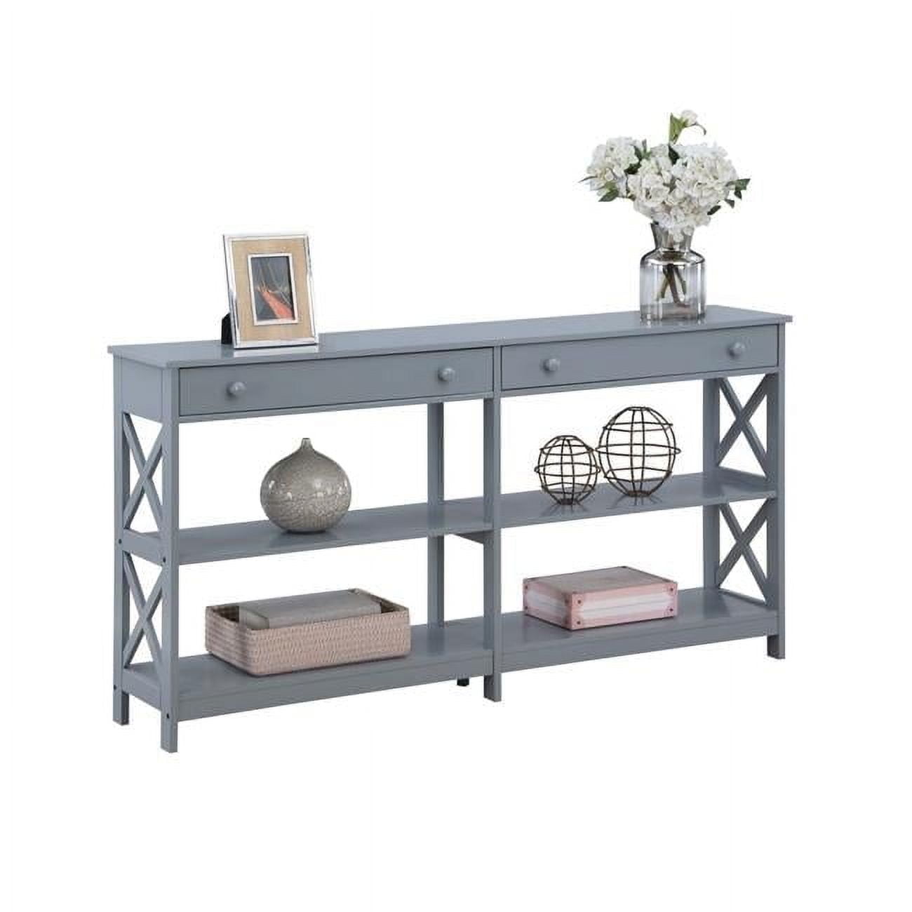 60 in. Oxford 2 Drawer Console Table with Shelves, Gray - Walmart.com