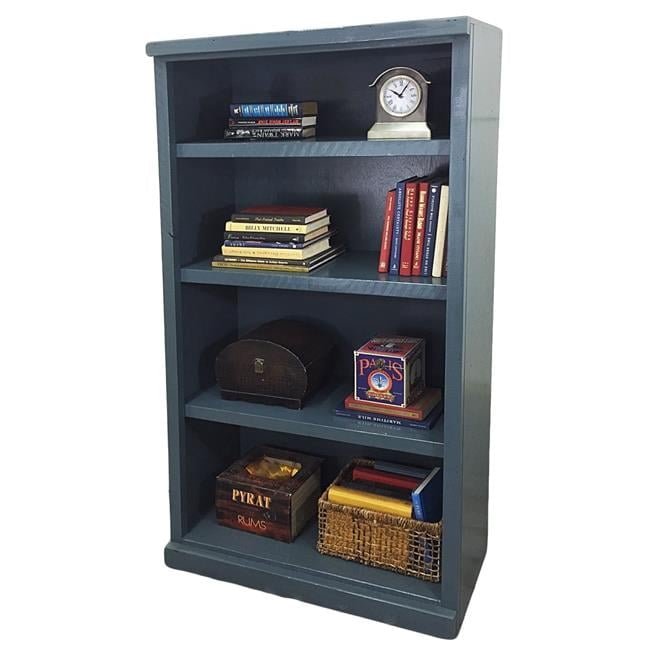 60 in. Rustic Bookcase with 3 Adjustable Wood Shelves, Rustic Antique ...