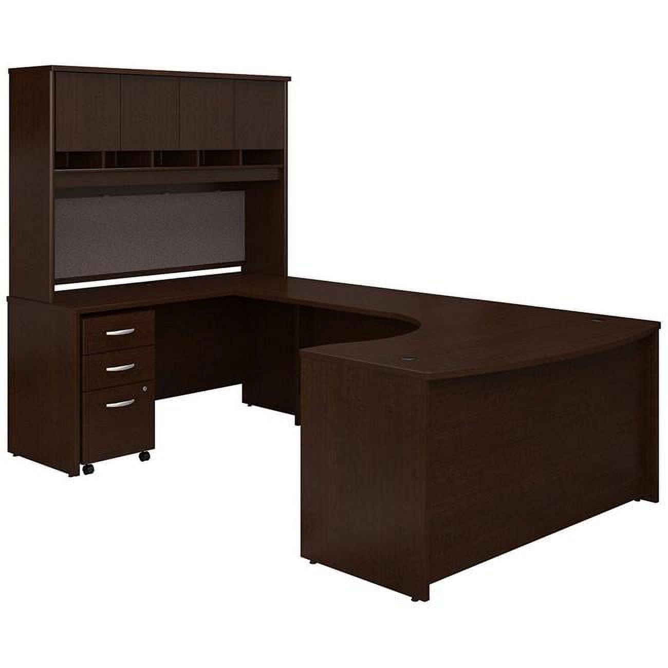 60 in. Series C Left Handed Bow Front U-Shaped Desk with Hutch ...