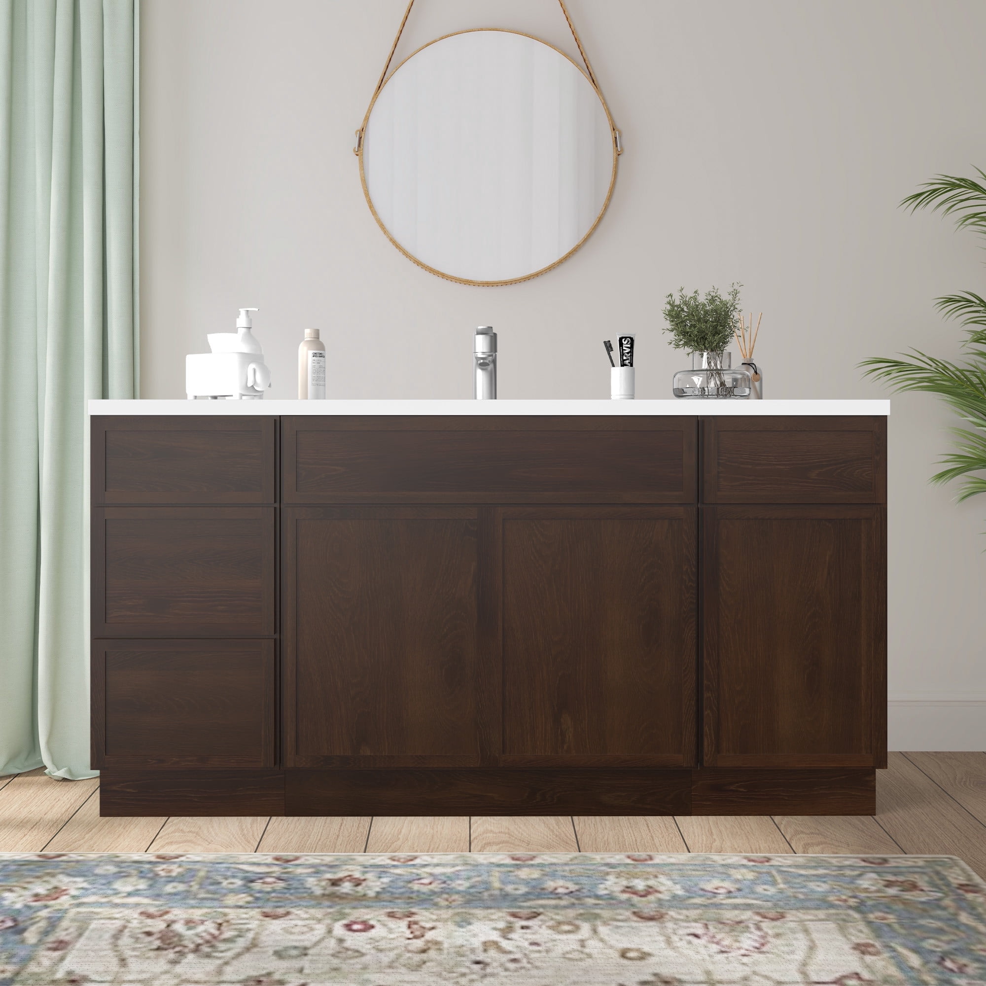 60 in. W x 21 in. D x 32.5 in. H Freestanding Bathroom Vanity Cabinet ...