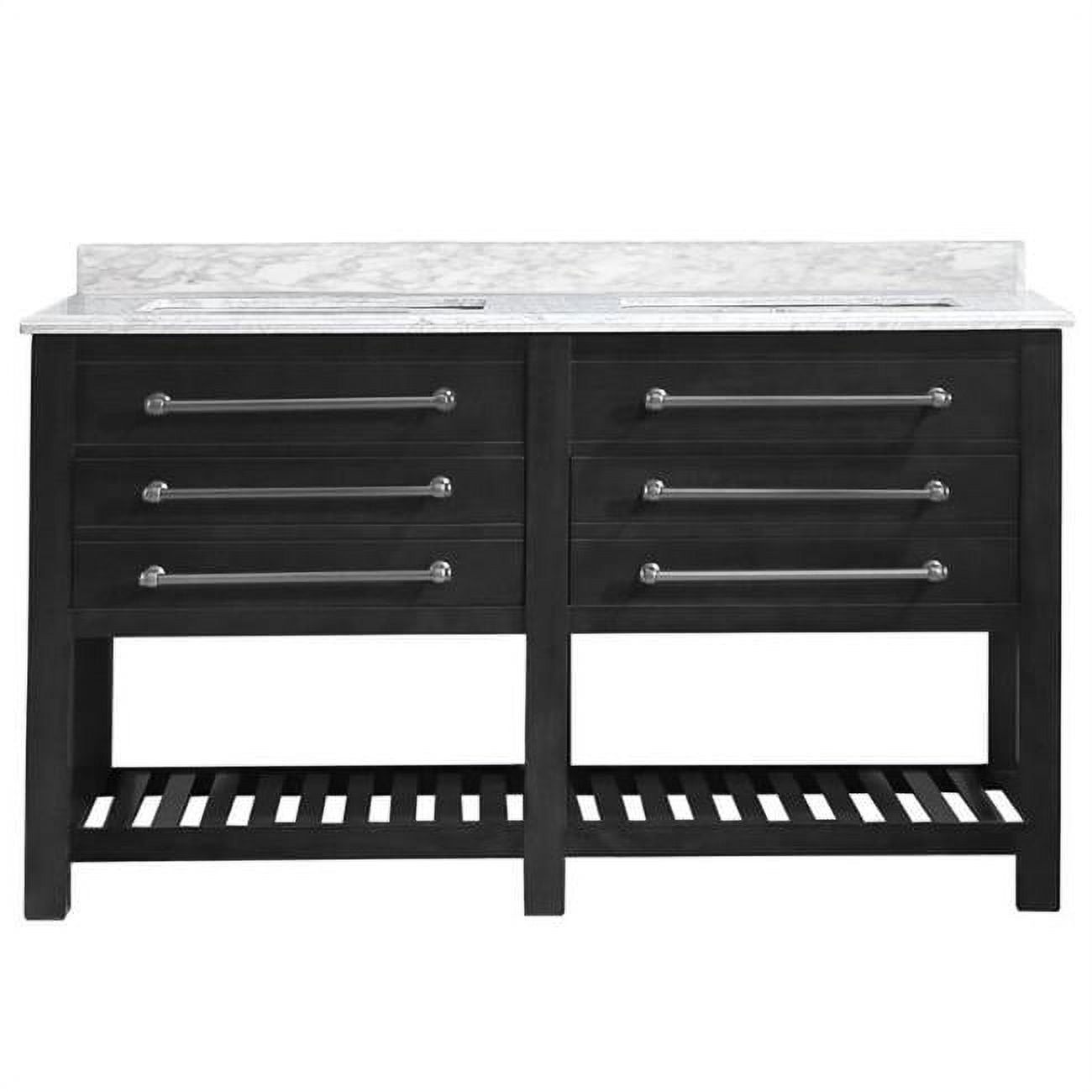 60 in. Wesley Double Vanity with Engineered Stone Top & Ceramic Basin ...