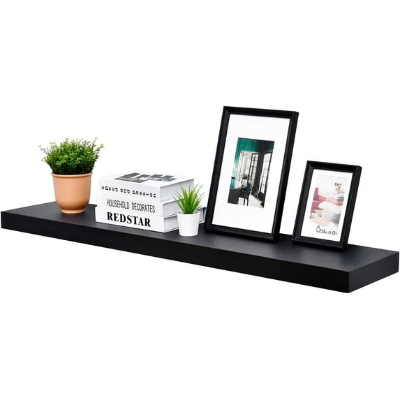 60 inch Black Mission Floating Shelves for Wall Bathroom Wall Mount ...
