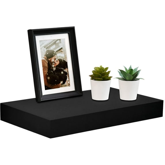 60 inch Black Mission Floating Shelves for Wall Bathroom Wall Mount ...