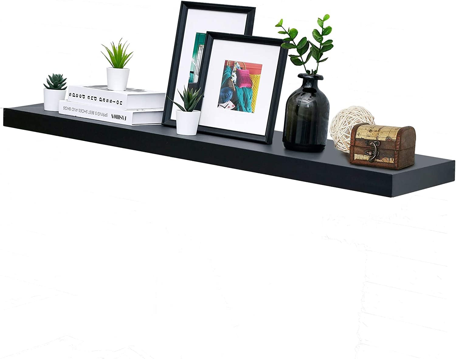 60 inch Black Mission Floating Shelves for Wall, Bathroom Wall Mount ...