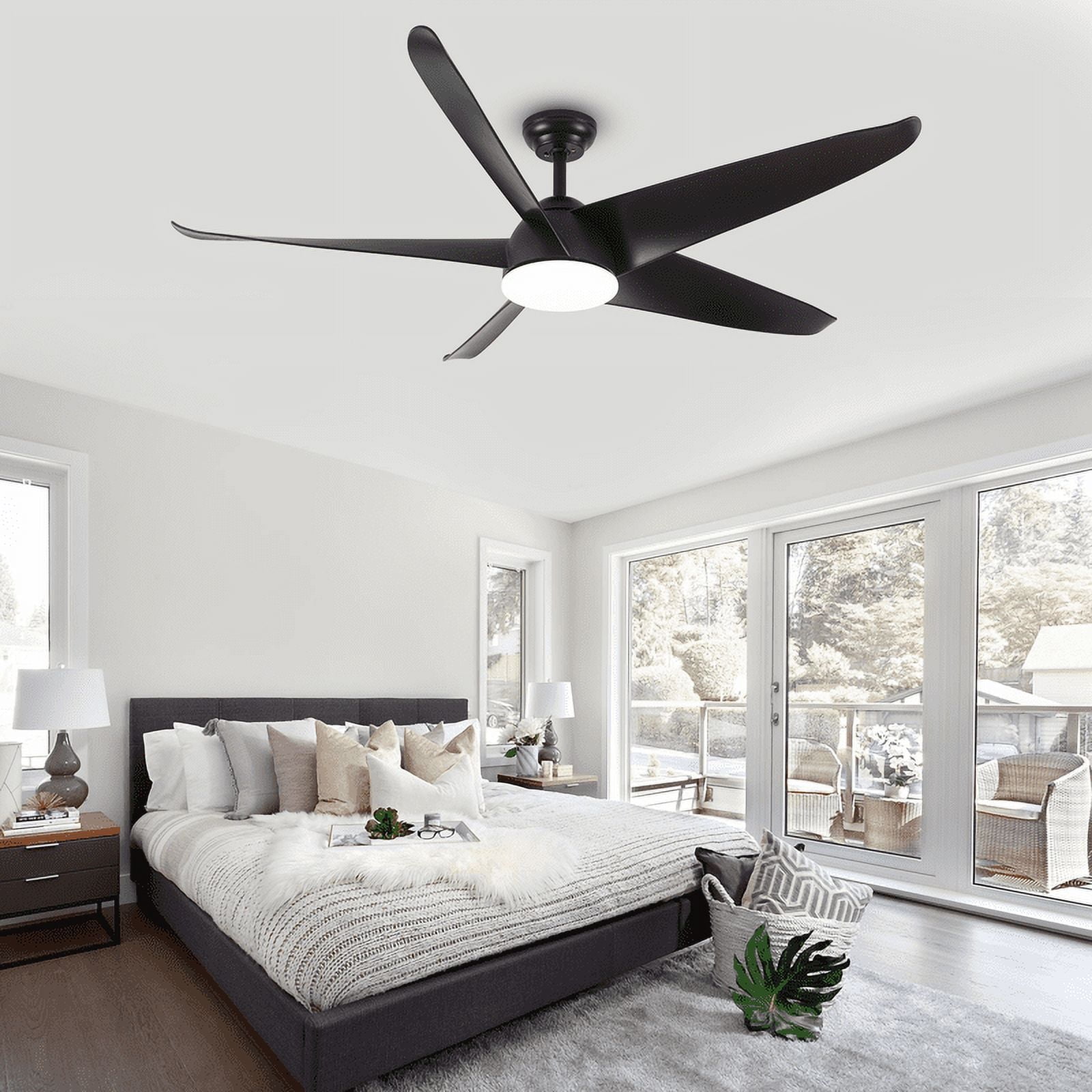 Doozoler 60" Black Outdoor Ceiling Fan for Patios Waterproof,Modern ...