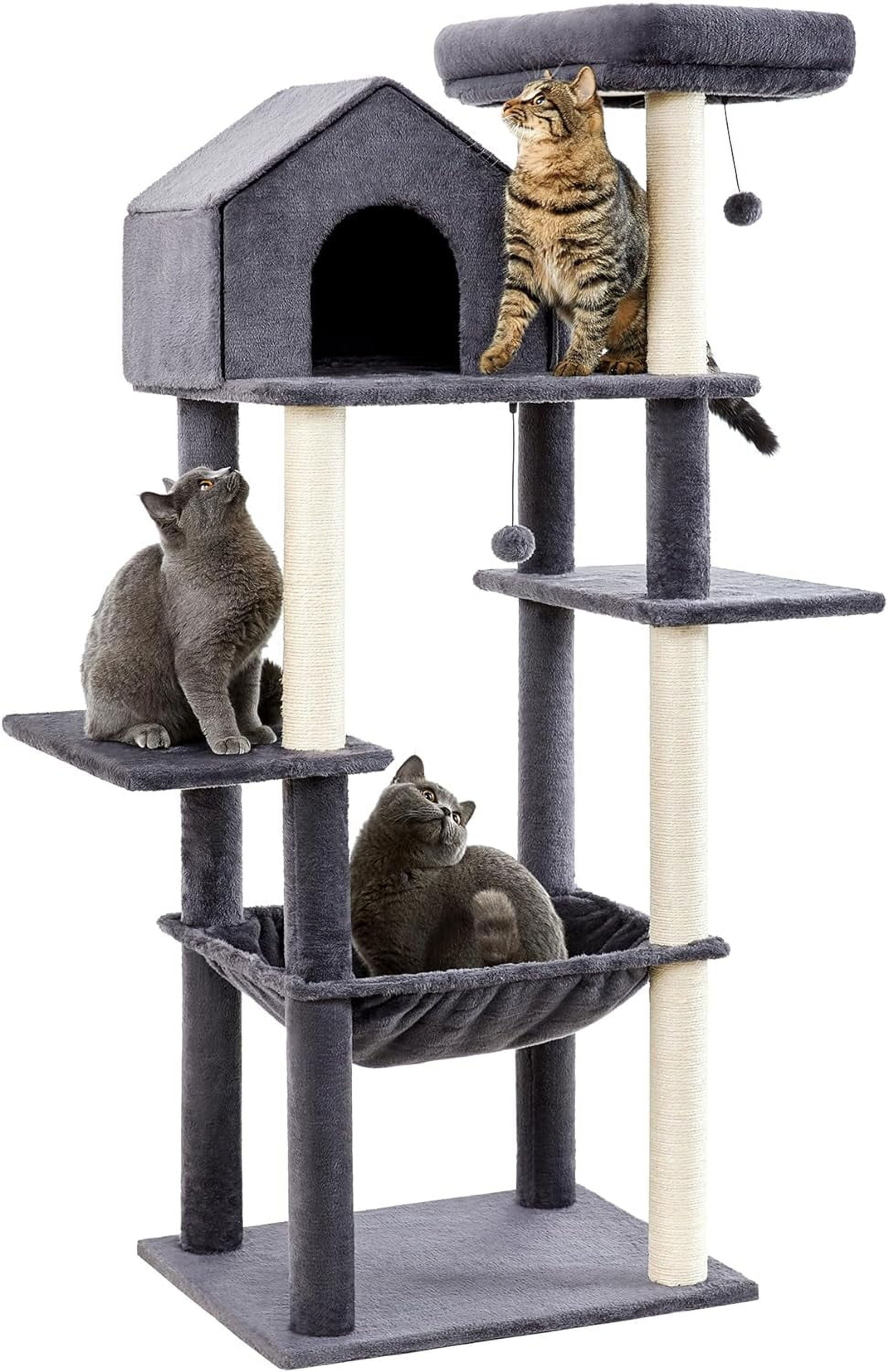60 inch Cat Tower for Indoor Cats, Multi-Level Cat Tree with Plush ...