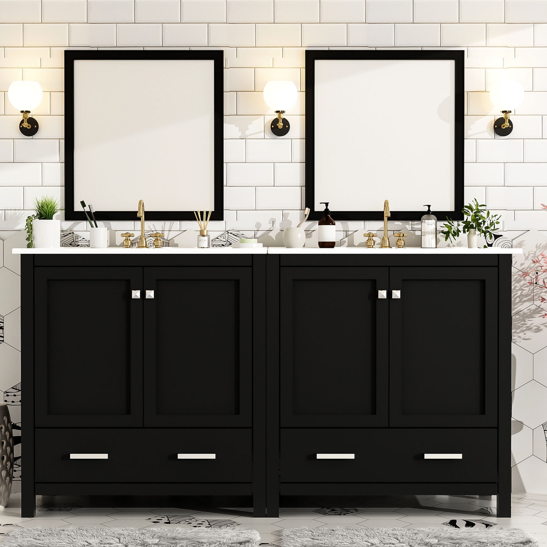 60 - inch Double Vanity - Waterproof Surface for Easy Cleaning ...