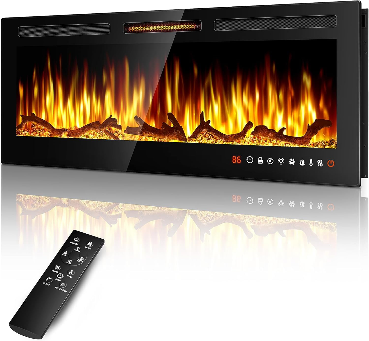 60 inch Electric Fireplace in-Wall Recessed and Wall Mounted, Electric ...