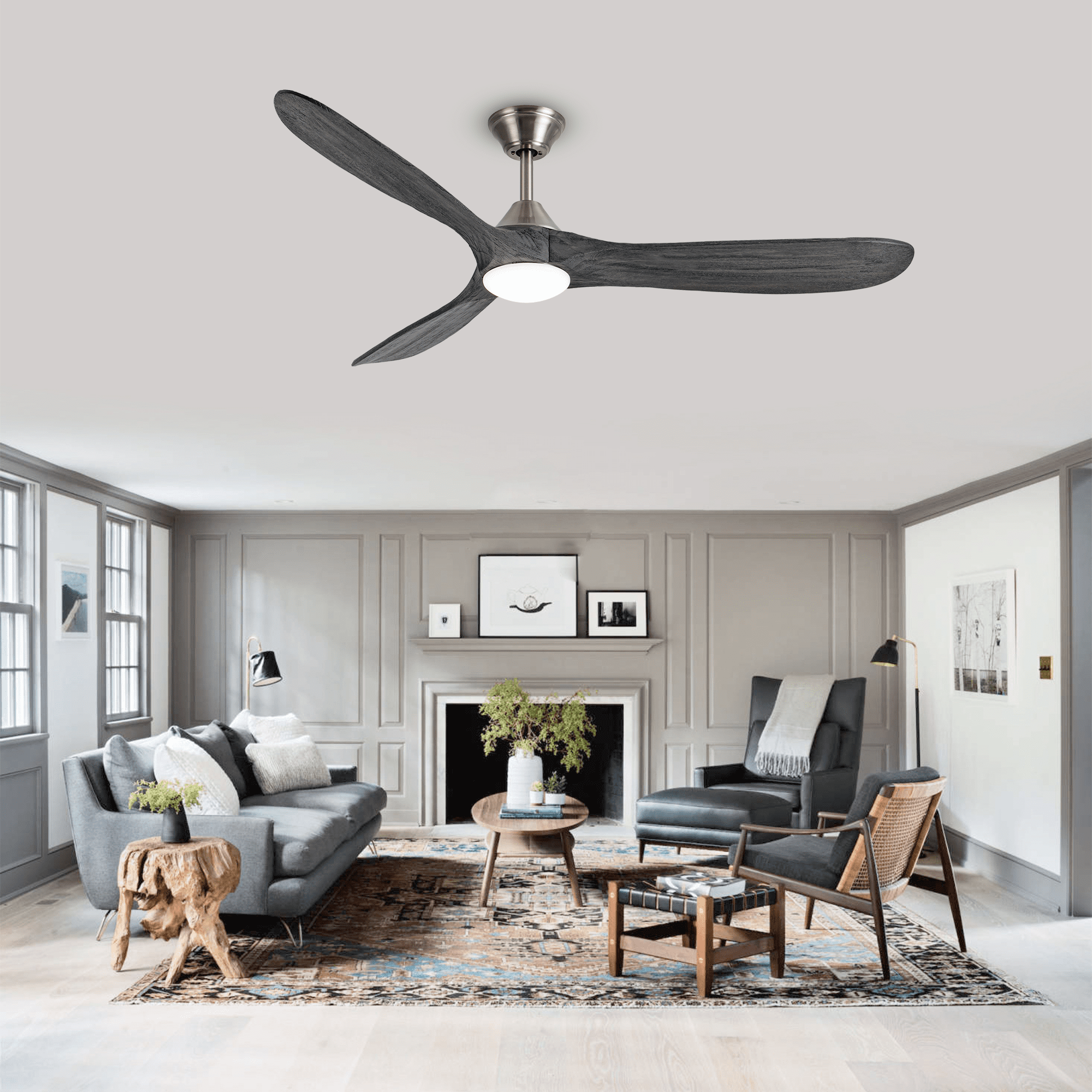 60 inch Gray Ceiling Fan with Remote, Outdoor Ceiling Fans for Patios ...