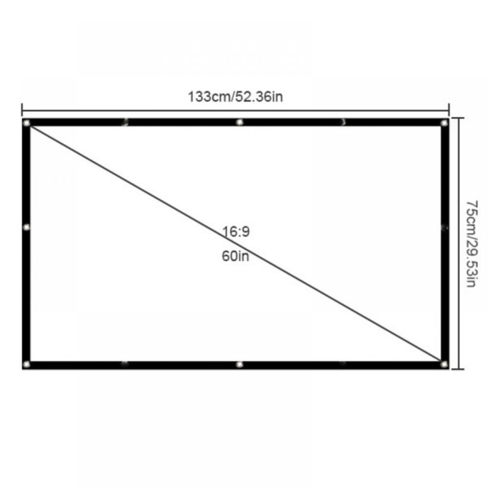 60 inch Projector Screen, 16:9 HD 4K Foldable No Crease Portable Video ...