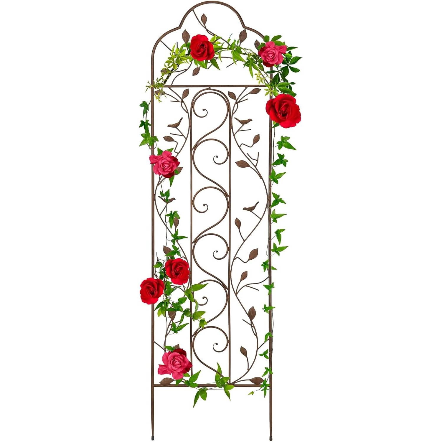 60-inch Tall Outdoor Iron Garden Trellis in Bronze Metal Finish ...