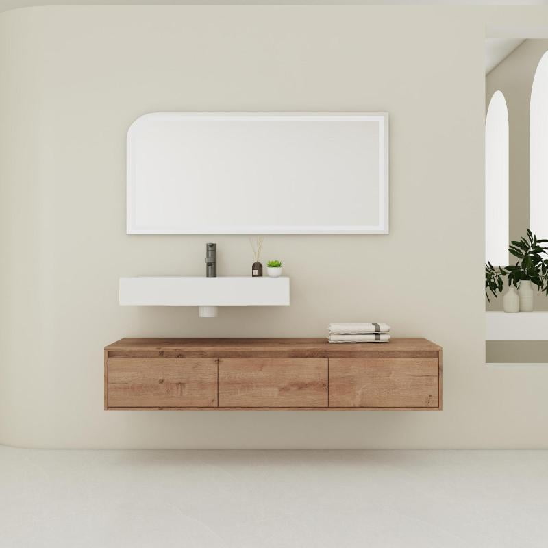 60 inch Wall-Mounted Bathroom Vanity with Resin Sink,Soft Close Drawer ...