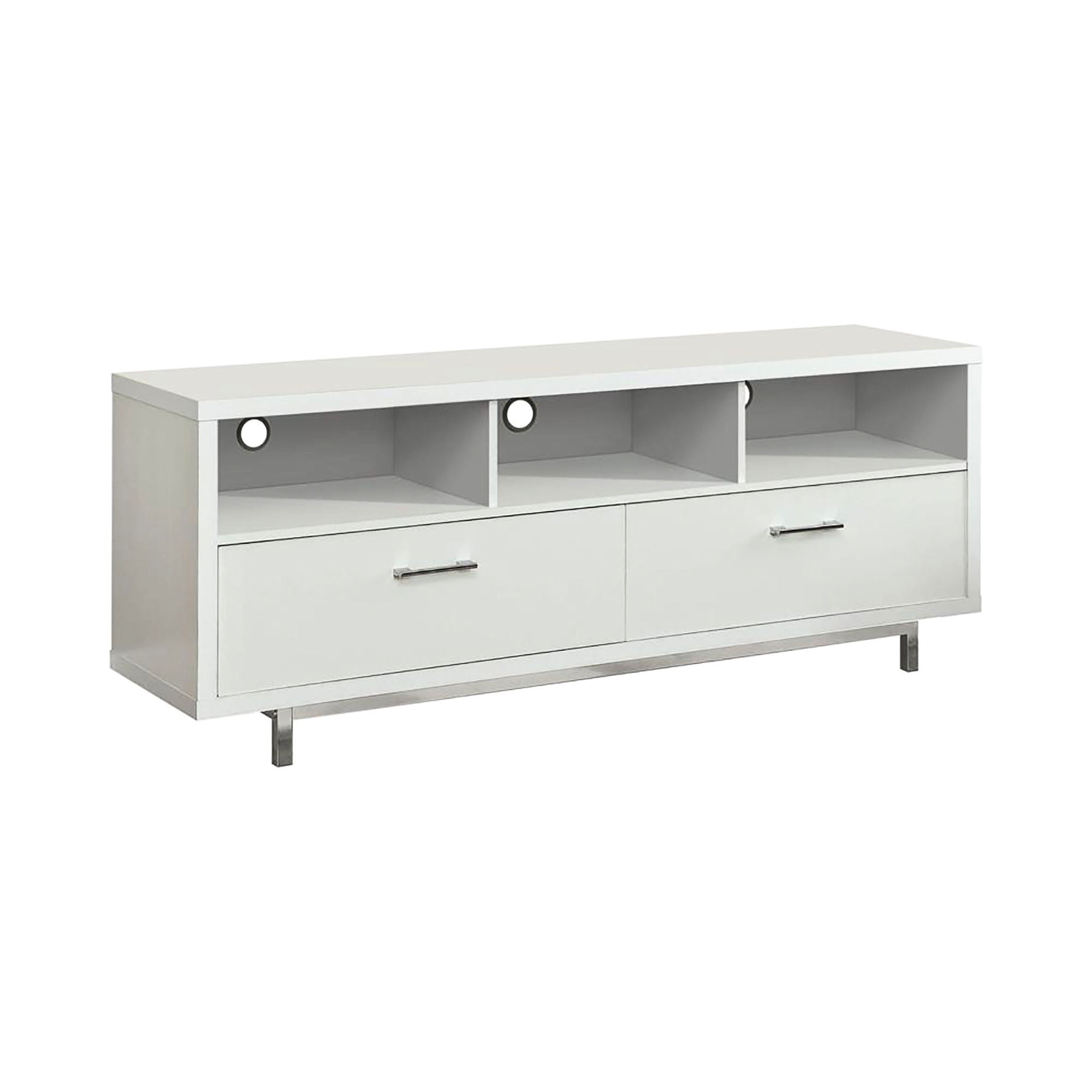 60 - inch White TV Console with 2 Drawers and 3 Open Compartments for ...