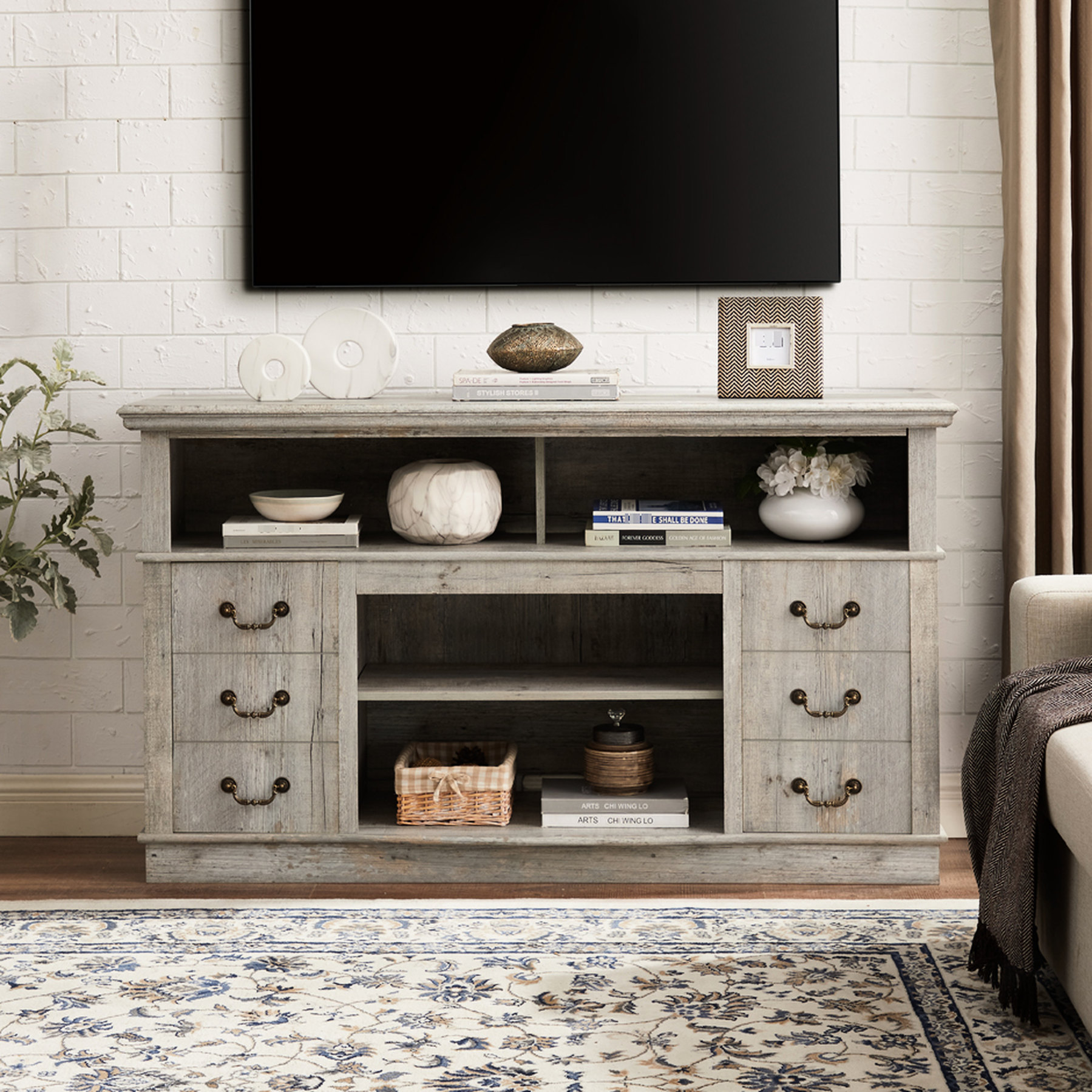 60 - inch wide MDF TV stand for 65 TV with open and closed storage in ...
