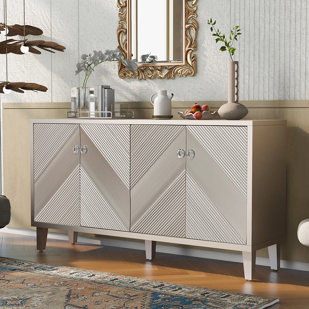 60 inches Sideboard Buffet Cabinet with 4 Door, Credenza Entryway ...