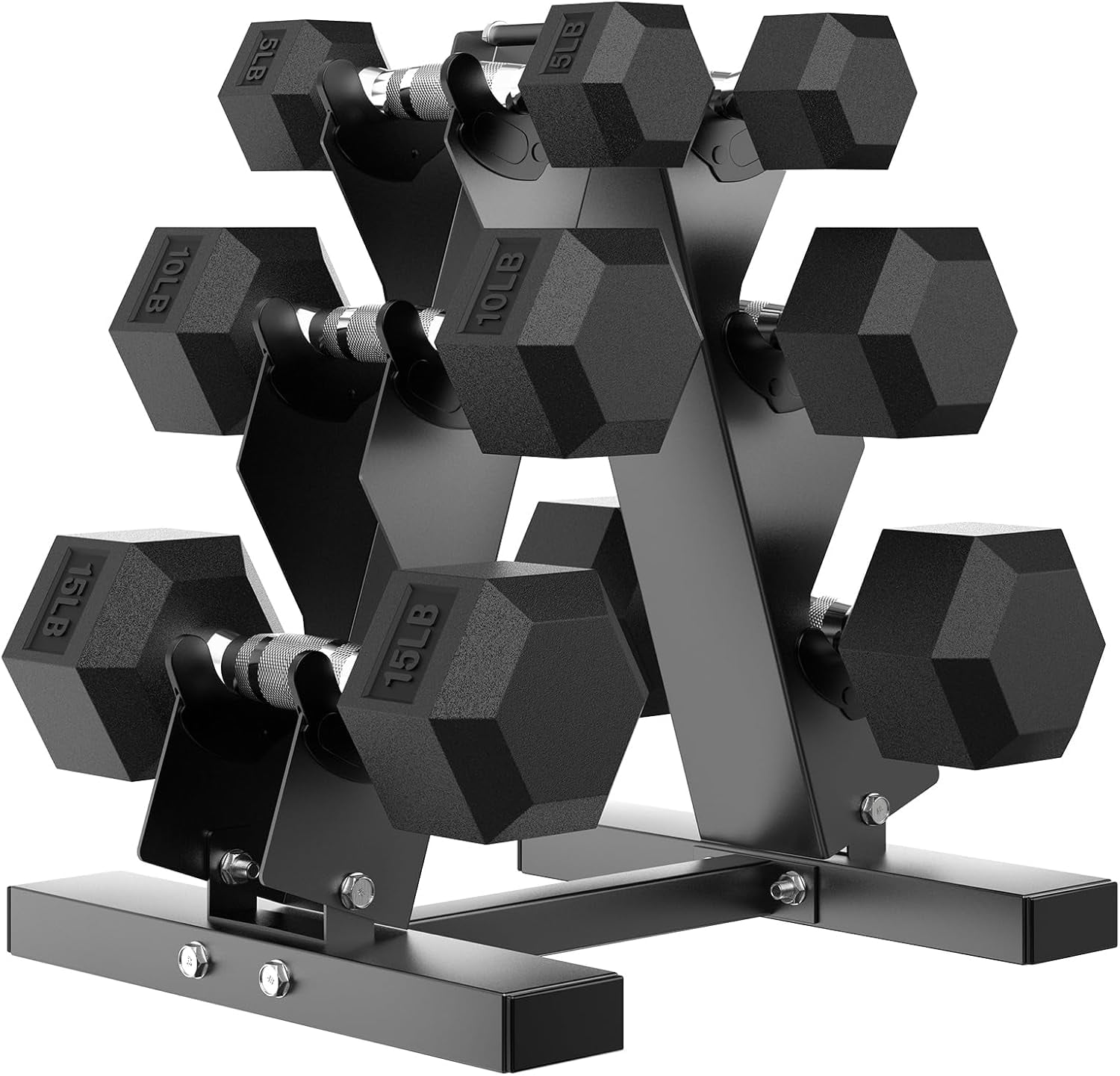 60 lb Dumbbell Set Rubber Encased Hex Dumbbell Free Weights Dumbbells ...