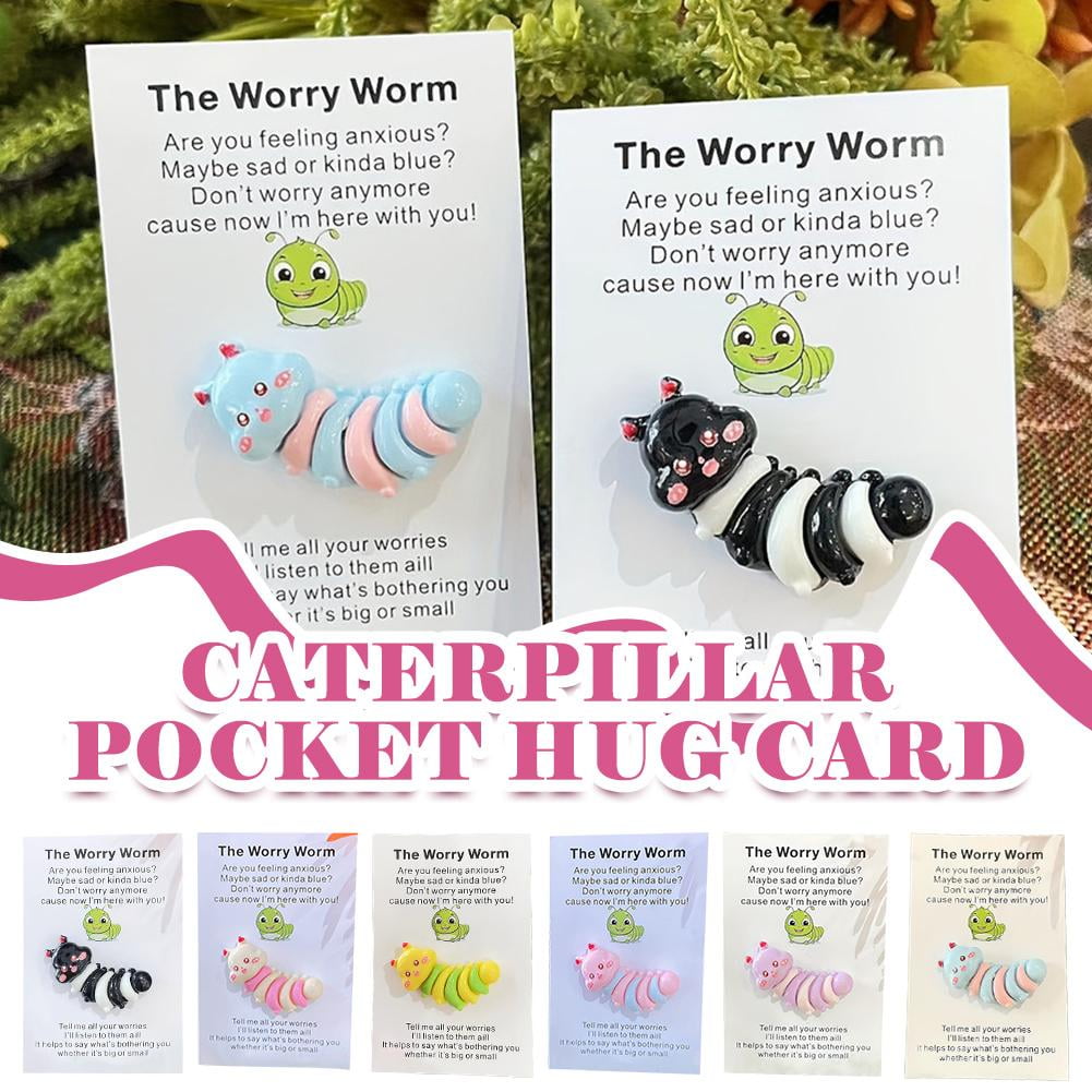 Up to 60% off! PawCasa The Worry Worm Pocket Hug Tiny Worry Worm with Positive Greeting Cards ...