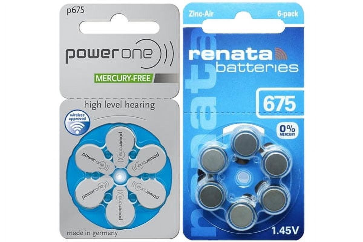 60-pack Size P675 PowerOne + 60-pack Size 675 Renata Hearing Aid ...