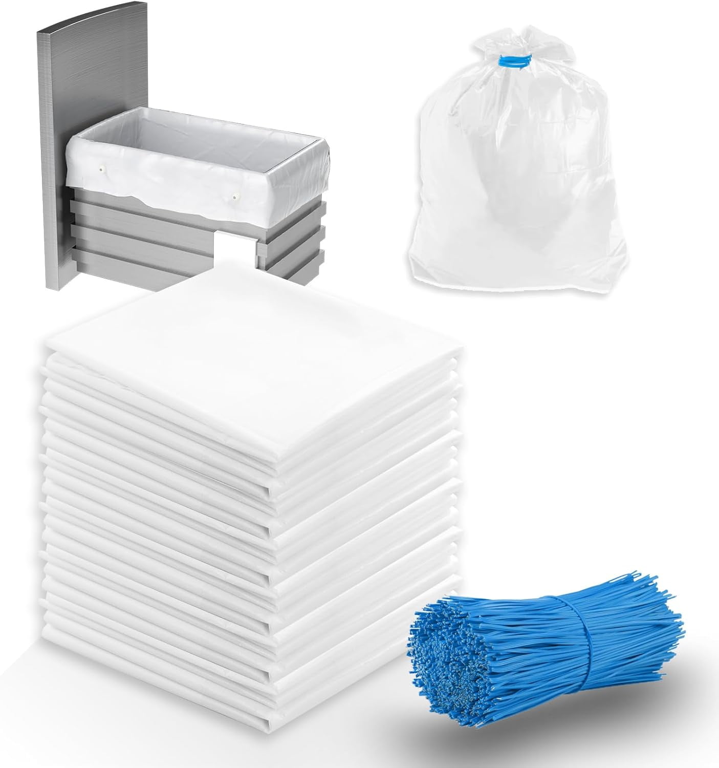 60-pack Trash Compactor Bags with Pre-punched Holes for Attaching, 2.6 ...