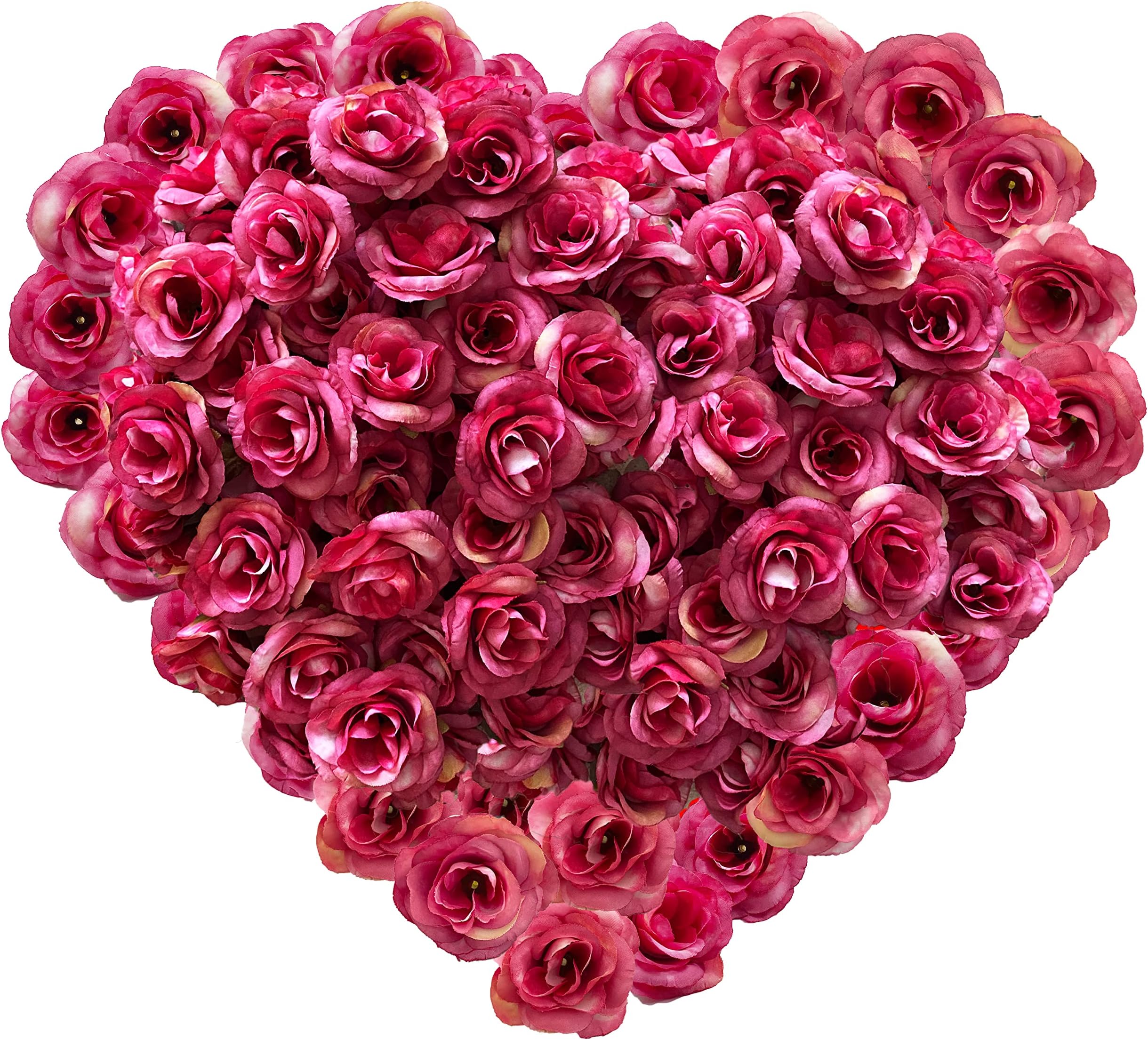 60 pcs Artificial Roses Head Fake Silk Rose Flower Head DIY Fake Roses ...