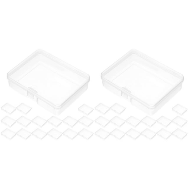 60 pcs Clear Plastic Storage Containers with Lids Empty Hinged Lid ...