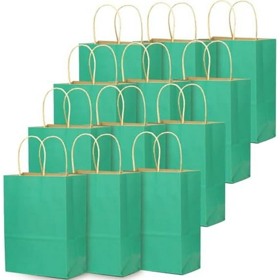 60 pcs Kraft Bags with Handles 7.6"x4.75"x10.5" Medium Gift Paper Bag ...