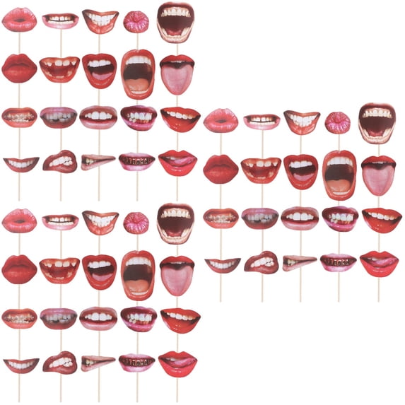 60 pcs Photo Booth Props Funny Red Lips Selfie Props Unique Picture ...