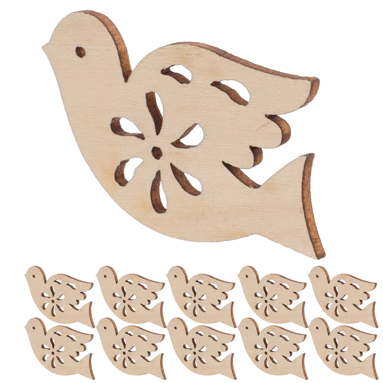 60 pcs Unfinished Wood Slices Peace Dove Wood Craft Blank Wooden Chip ...