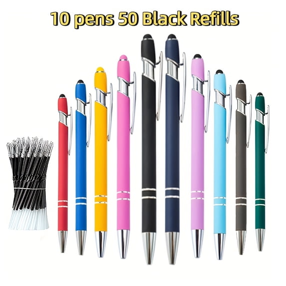 60 pcs Vibrant Retractable Stylus Pens & 10 Ballpoint Pens with 50 ...