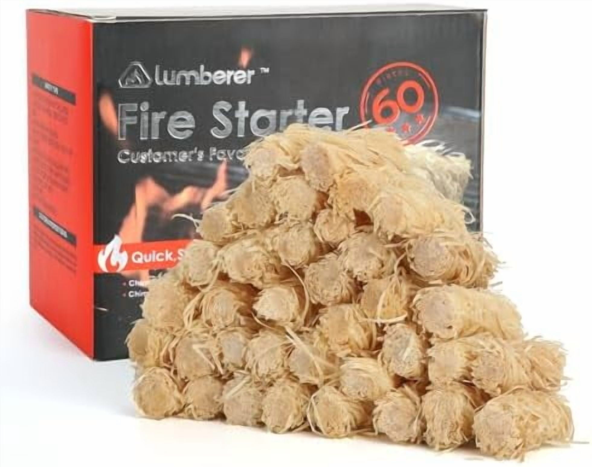 60 pcs Wood Wool Fire Starter, Waterproof, All-Weather,for Fireplace ...