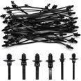 60 pcs push-in installation cable ties, various sizes, black nylon push ...
