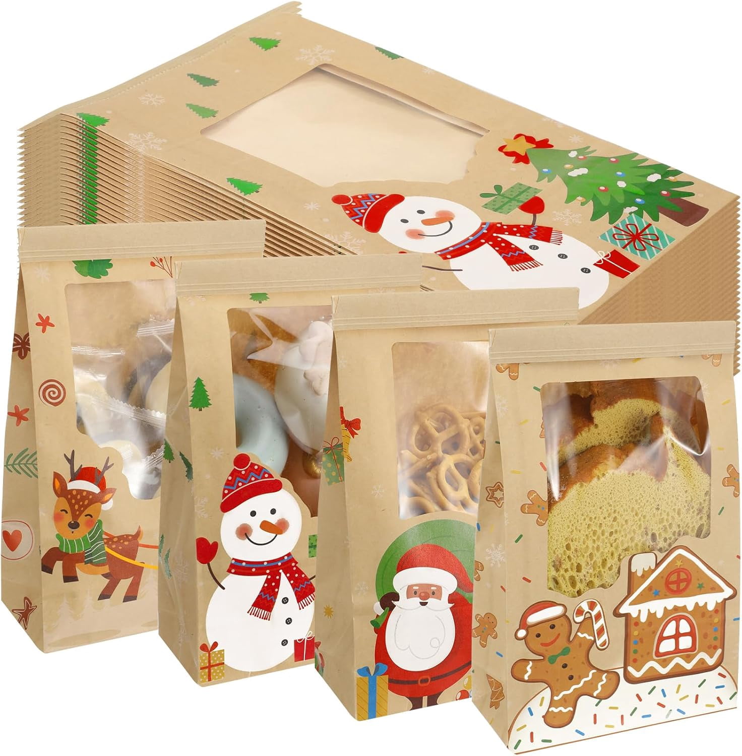 60 piece set windowed Christmas baking bags 9.454.332.36 inches ...