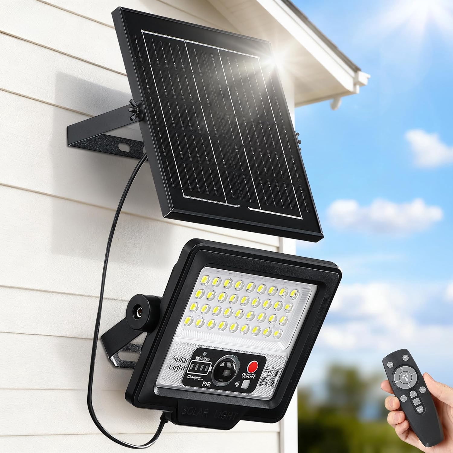 60 watt solar floodlight outdoor waterproof, 7000 lumens 6500 motion ...