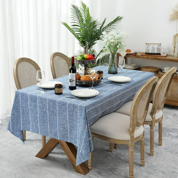60 x 120 inches Farmhouse Style Linen tablecloths, Wrinkle Resistant ...