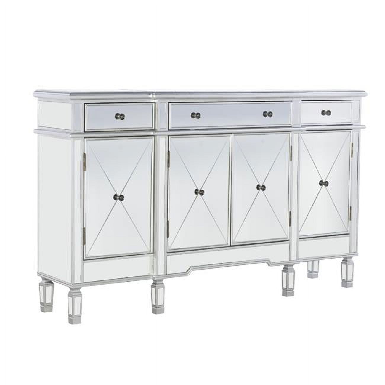 60 x 14 x 36 in. 3 Drawer Mirrored Console Table with 4 Door Storage ...
