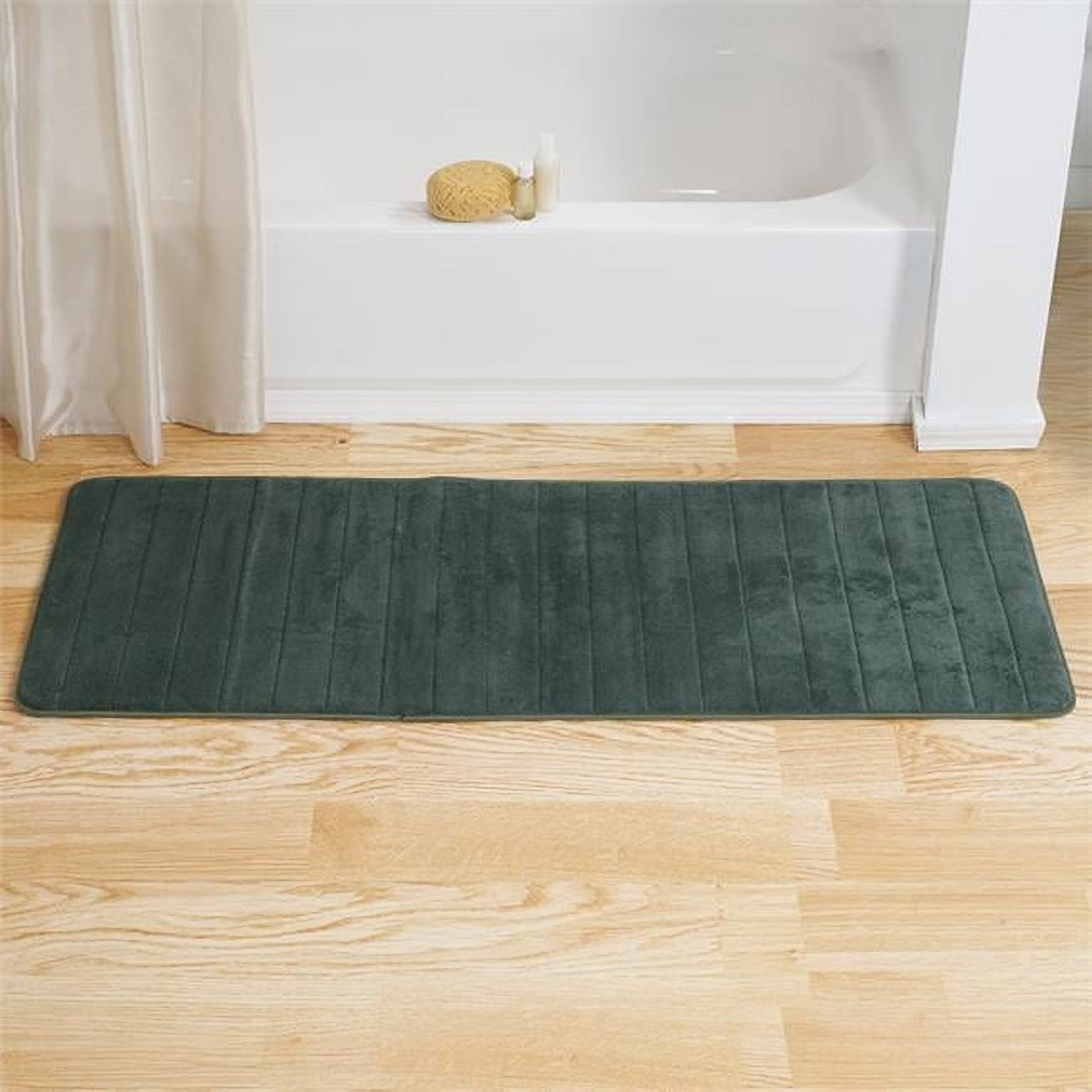 60 x 24.25 x 0.62 in. Memory Foam Striped Extra Long Bath Mat - Green ...